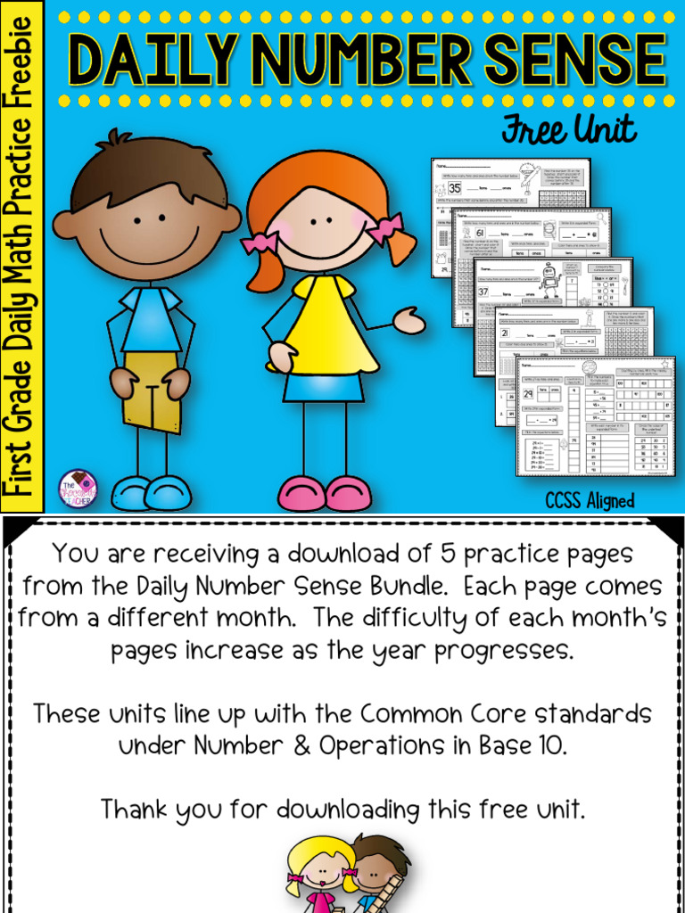 Daily Math CCSSAligned Place Value Number Sense Worksheets 1 ST Grade ...