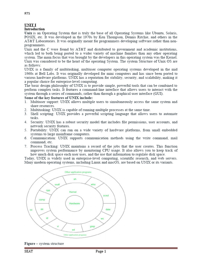 Unit 1 | PDF | Unix | Operating System