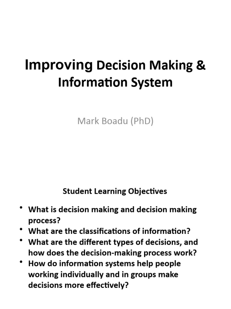 Improving Decision Making edd | PDF | Decision Making | Risk