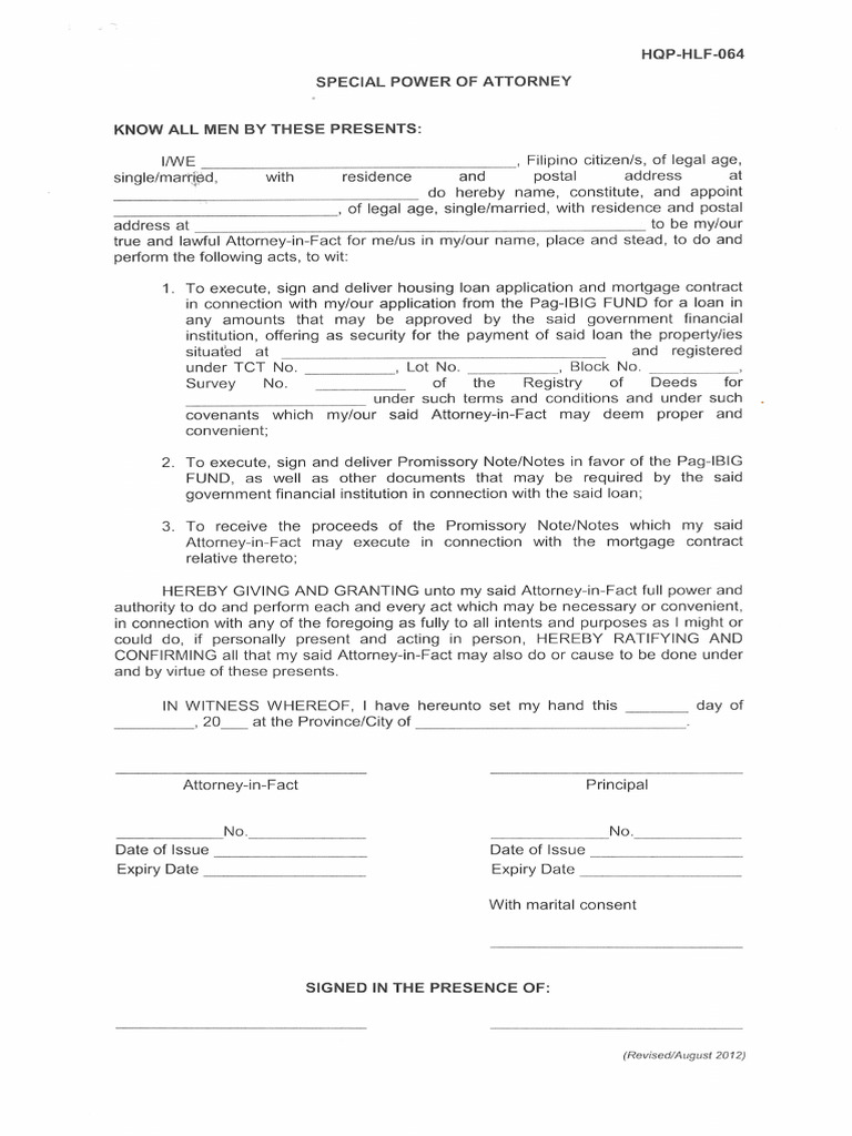 SPA Form HQP-HLF-064 | PDF
