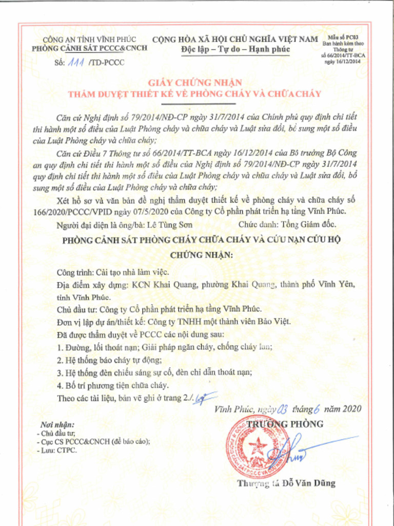 Giấy chứng nhận thẩm duyệt PCCC | PDF