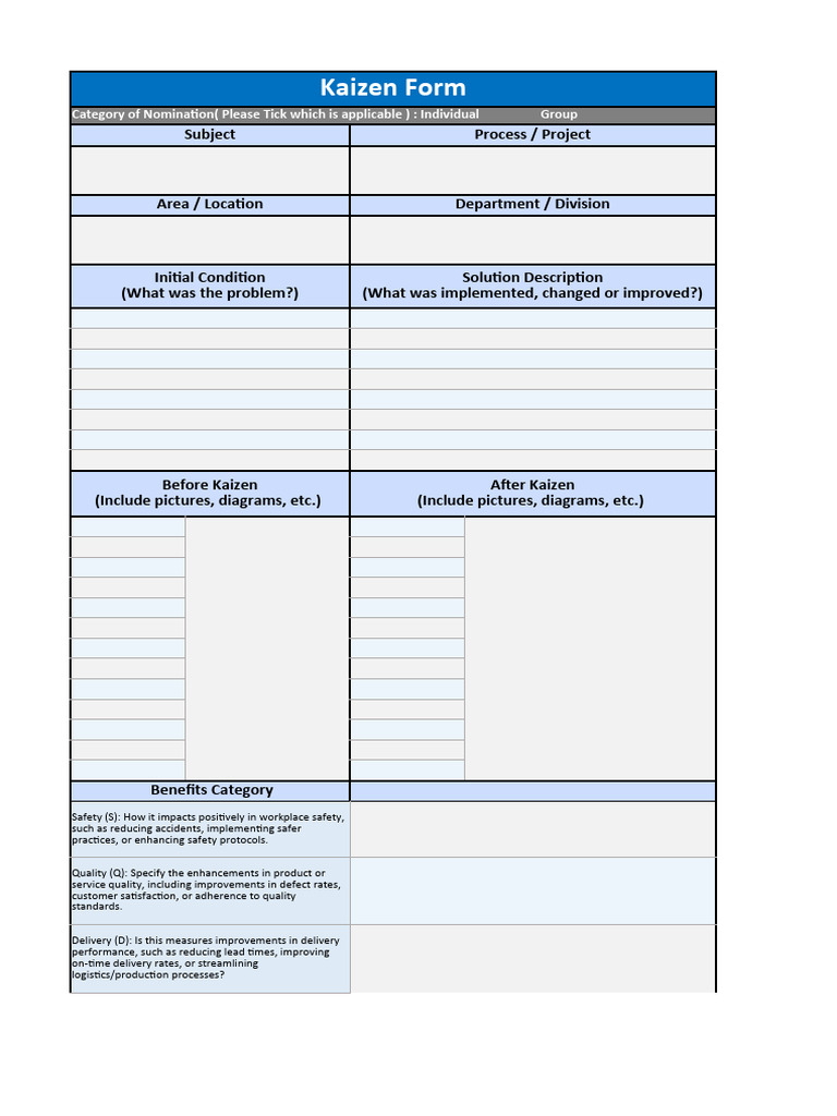Kaizen Format | PDF | Safety | Scalability