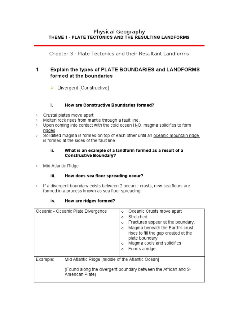 Geography Theme 1 - Plate Tectonics | PDF | Volcano | Lava