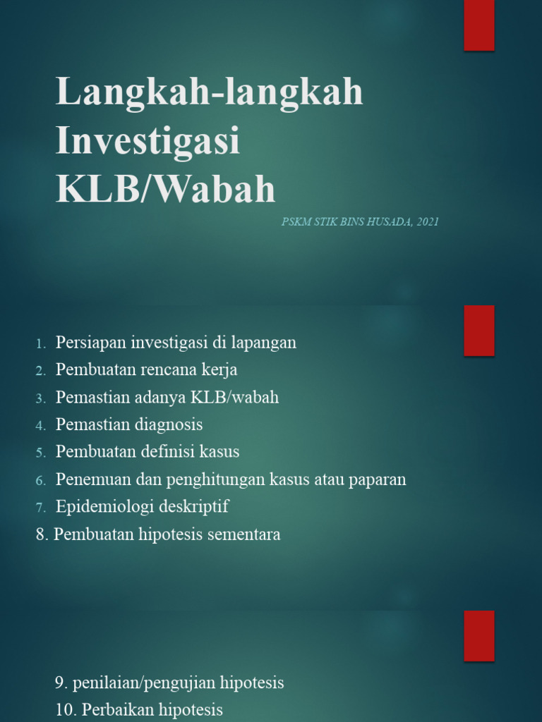 Langkah-Langkah Investigasi KLB | PDF