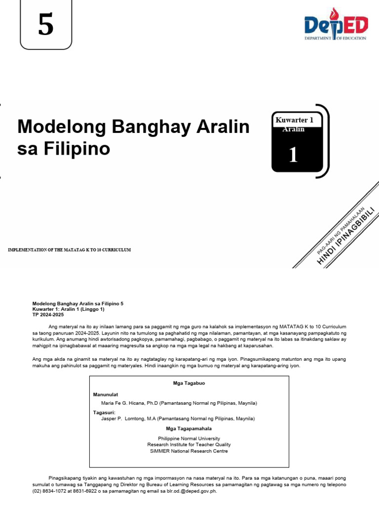 q1 Le Filipino Aralin 1 Week 1 | PDF