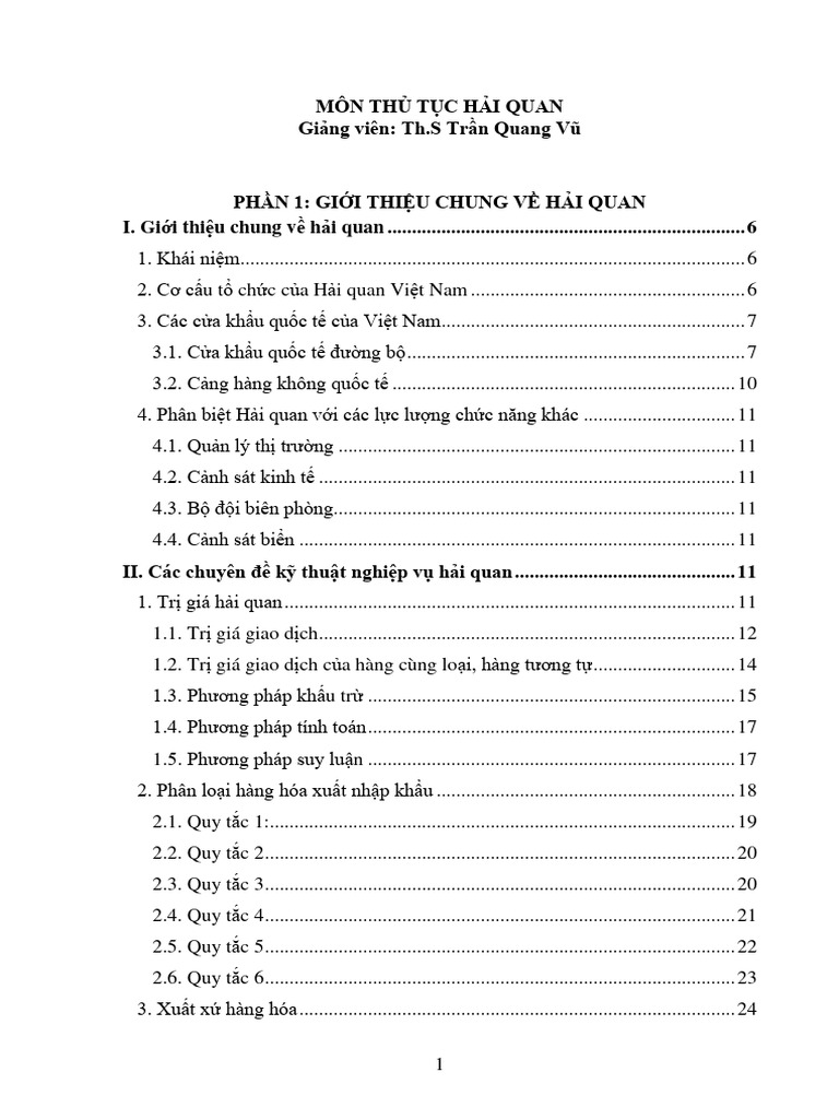 Giao Trinh Mon Thu Tuc Hai Quan - GV - TranQuangVu | PDF
