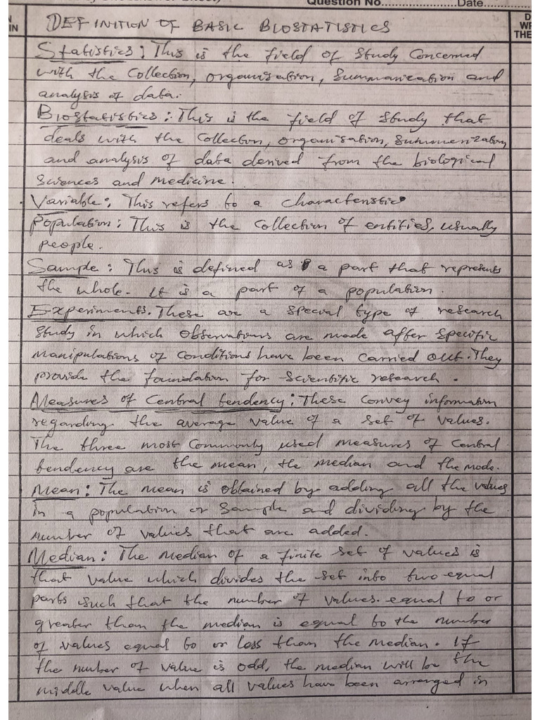 Bio 001 Biostatistics | PDF