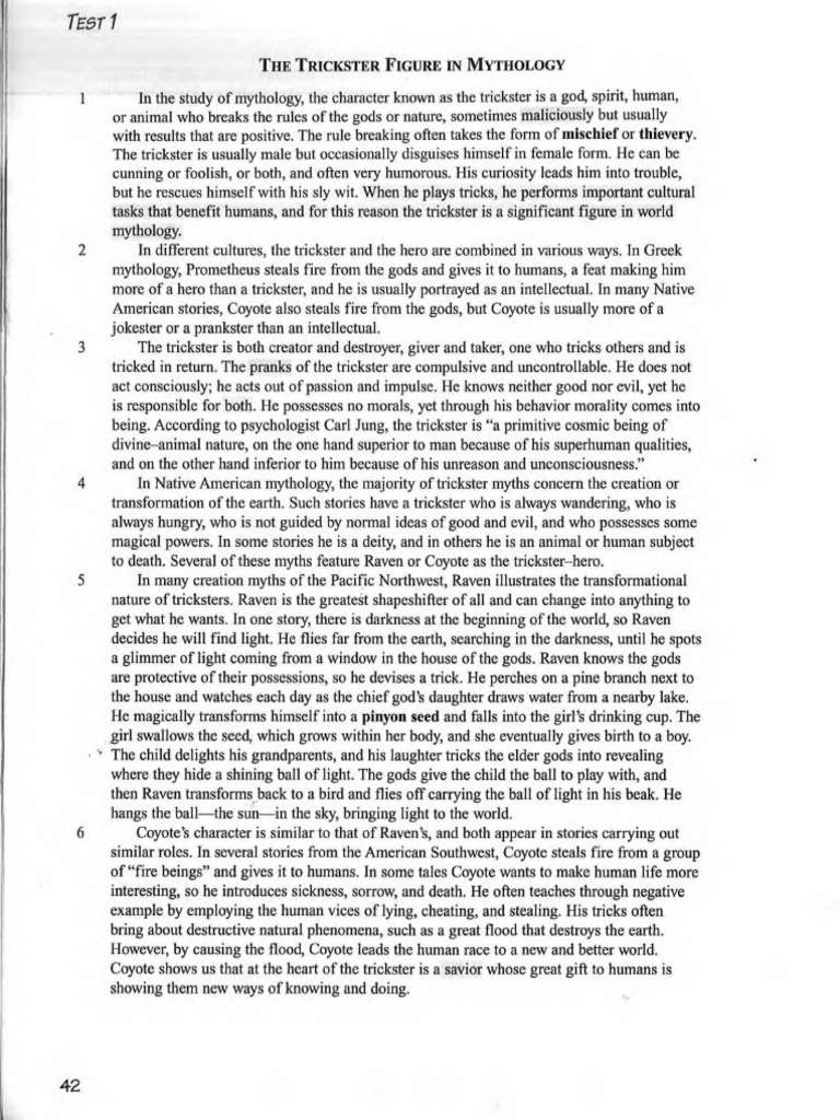 4.the Trickster Figure in Mythology | PDF | Trickster | Comparative Mythology