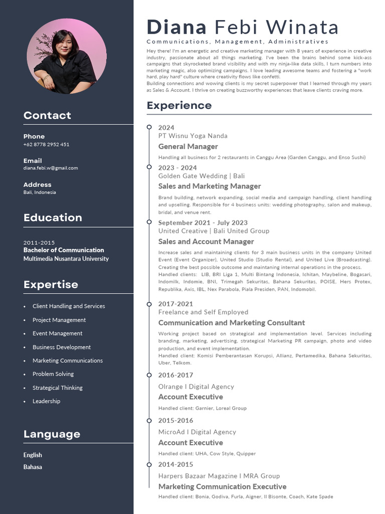 CV Diana Febi Winata 2024 | PDF | Business | Marketing