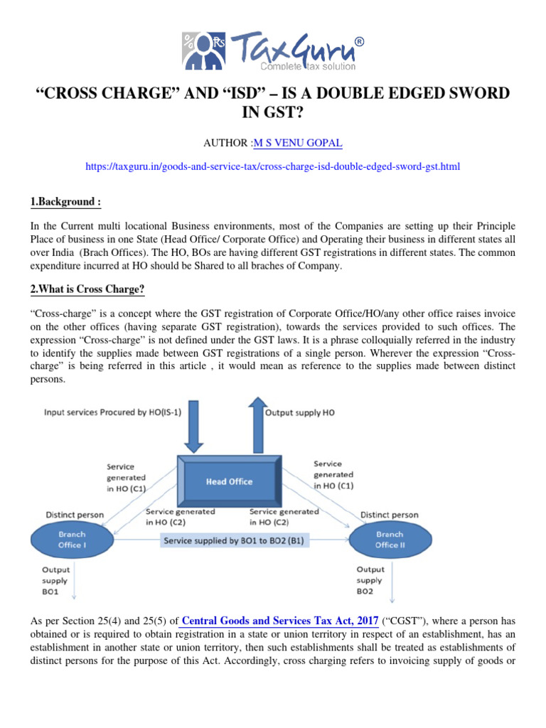 “Cross Charge” And “ISD” – is A Double Edged Sword in GST_- taxguru.in ...