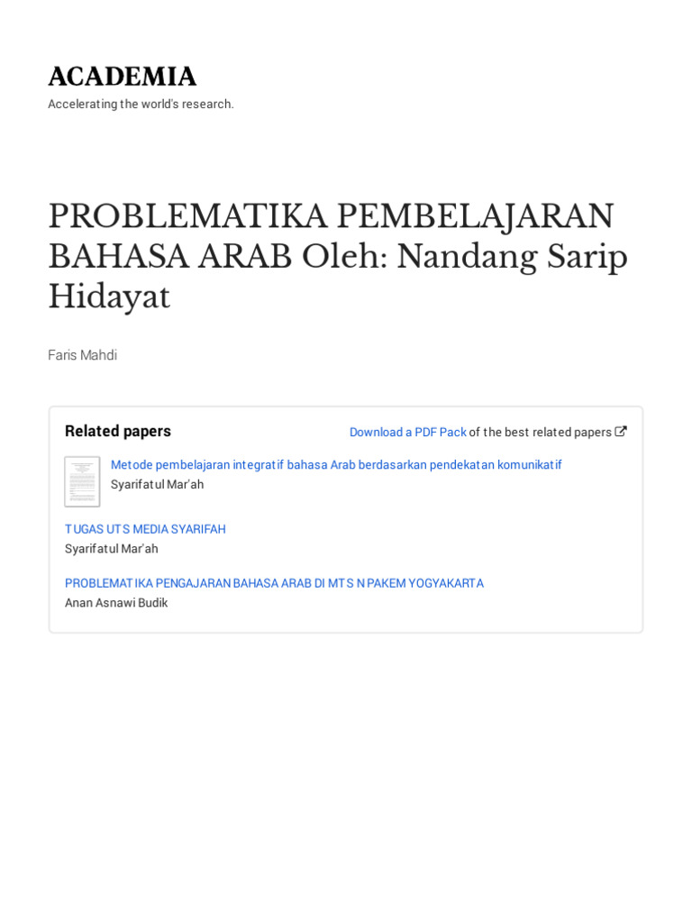 Nandang Sarip Hidayat PROBLEMATIKA PEMBELAJARAN | PDF