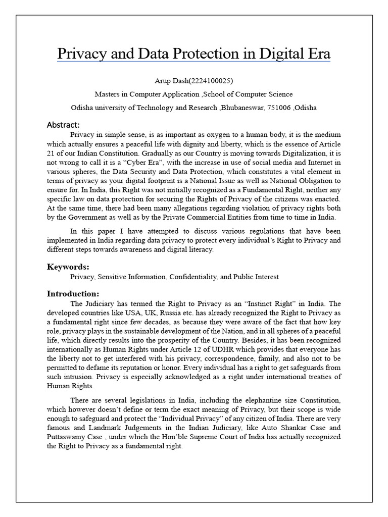 Data Privacy | PDF | Privacy | Right To Privacy