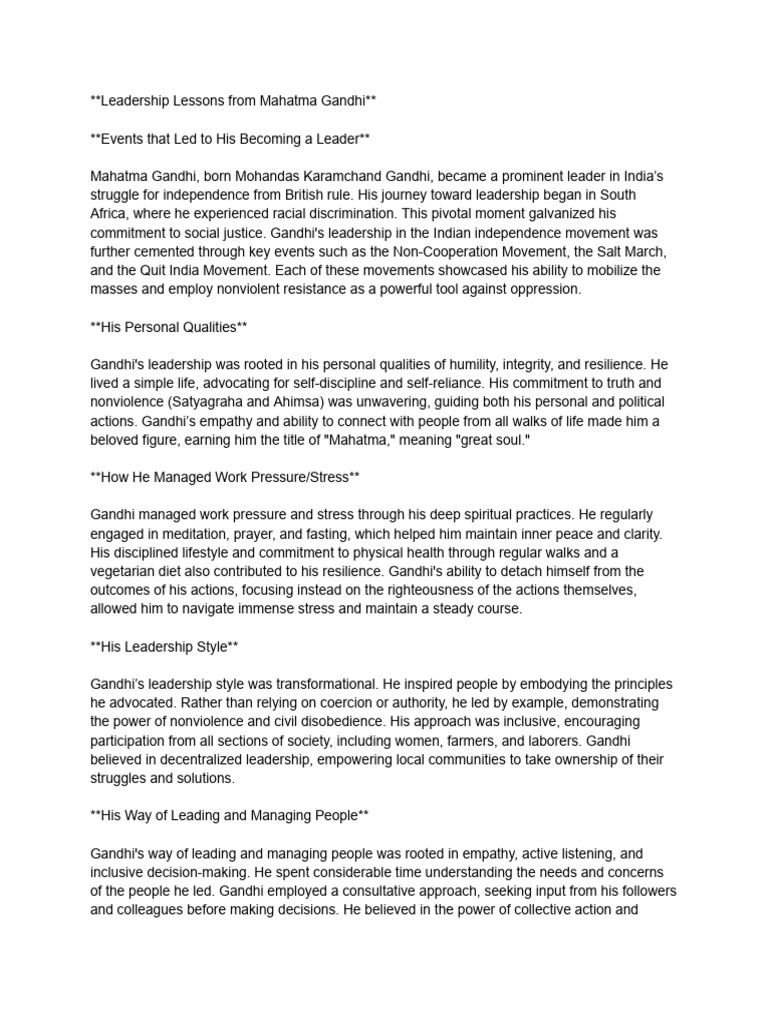 Leadership Hero | PDF | Mahatma Gandhi | Nonviolence