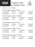 KGL Pre-A1 English Contest Sample Test | PDF