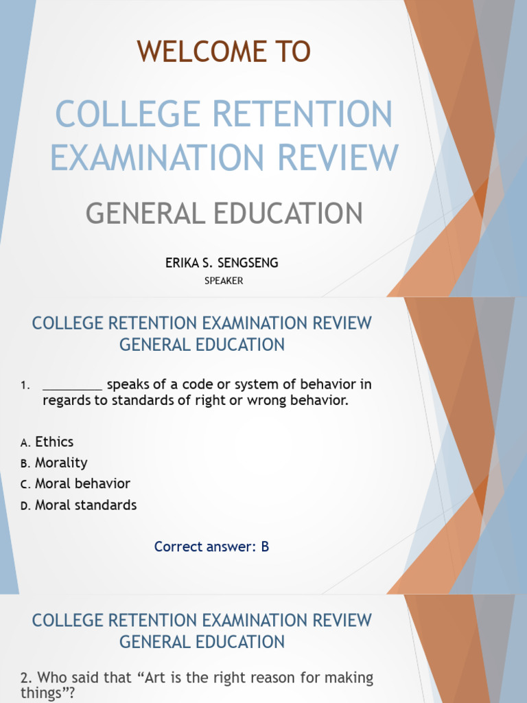 College Retention Examination Review | PDF | Id | Virtue Ethics