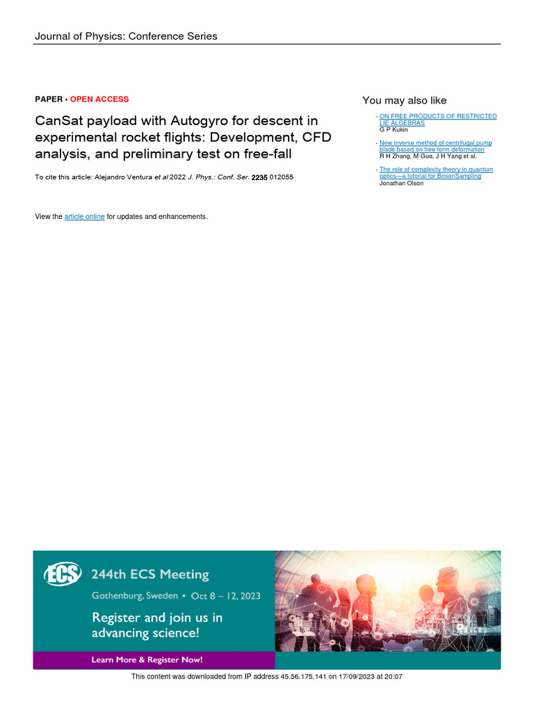 Cansat Payload With Autogyro For Descent in Experimental 25af44il | PDF ...