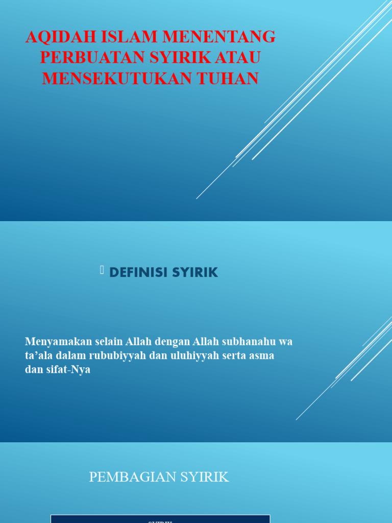 Bahaya dan Jenis-Jenis Syirik dalam Islam | PDF