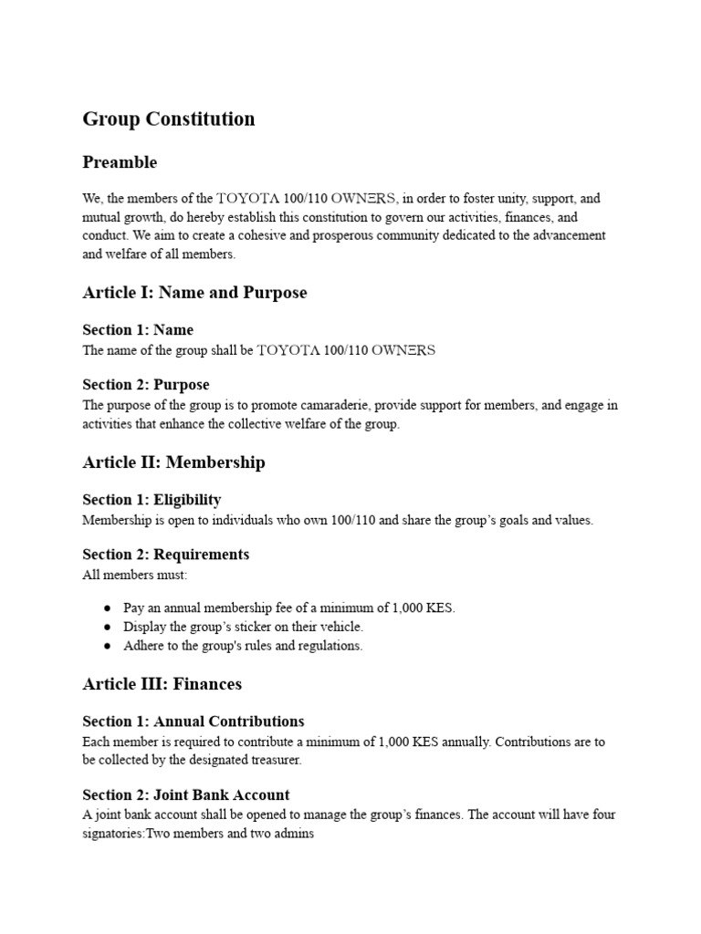 110 Group Constitution | PDF | Supermajority | Banks