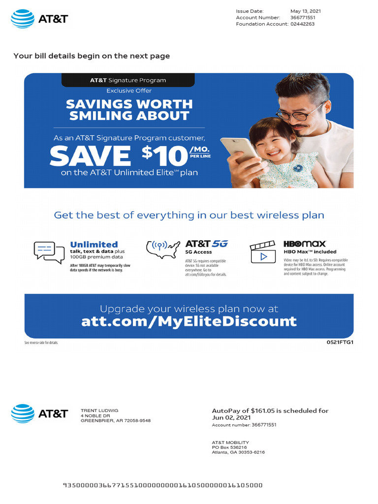 Proof of Address-Bill 36677155120210513W | PDF | Fee | At&T