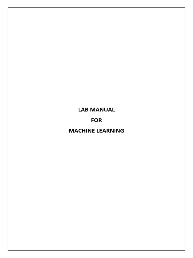 Lab Manual For Machine Learning Pdf String Computer Science Theoretical Computer Science 