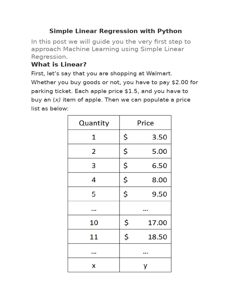 Python Simple Linear Regression Guide | PDF | Dependent And Independent ...