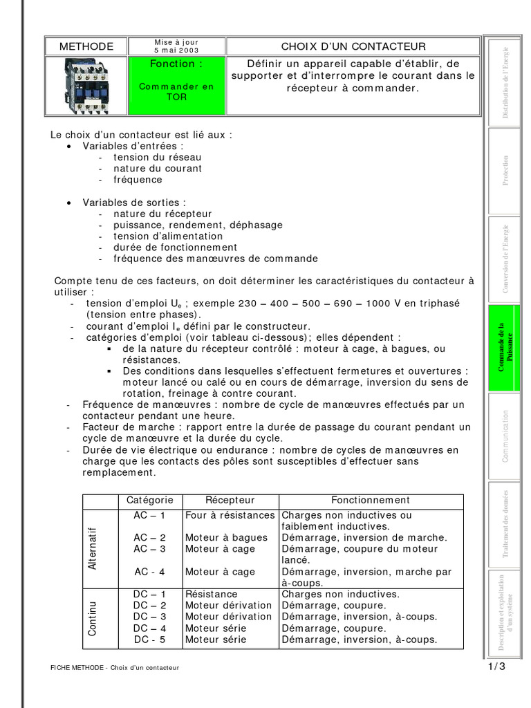 Guide pour choisir un contacteur électrique | PDF | Tension électrique ...