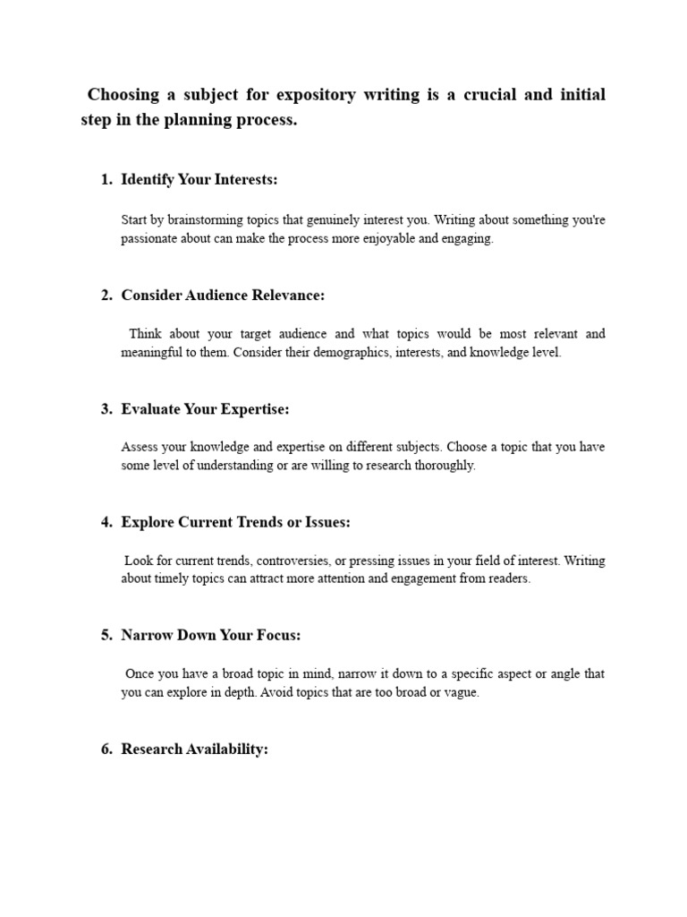 Expository Writing Topic Selection | PDF | Brainstorming | Expert