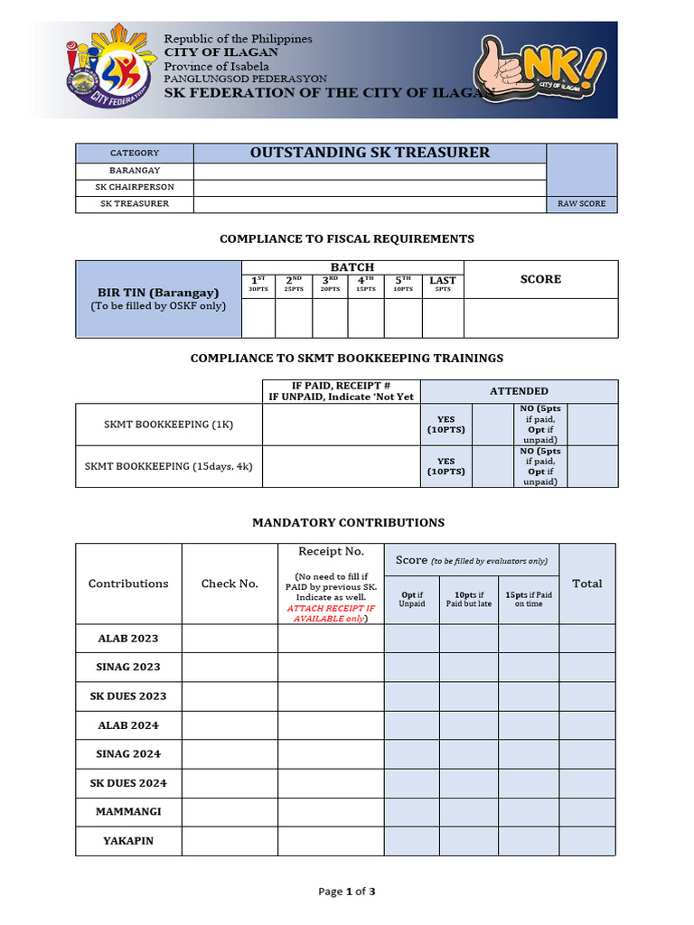 Entry Form (Outstanding SK Treasurer) | PDF