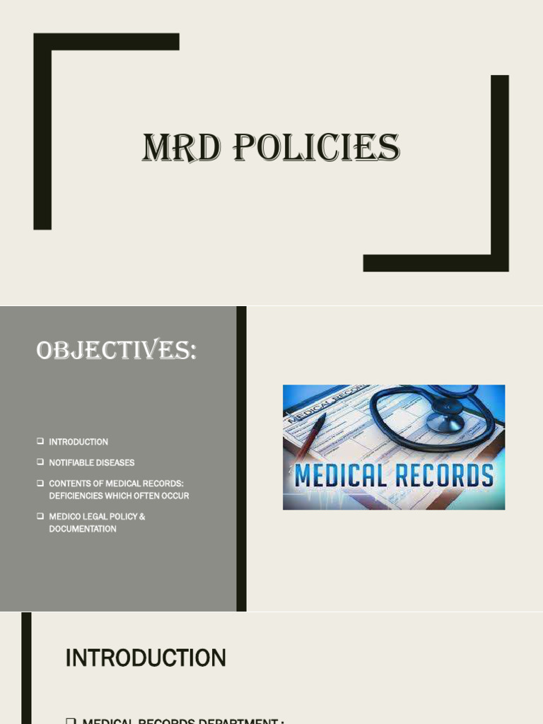 Mrd Policies Ppt | PDF | Medical Record | Physical Examination