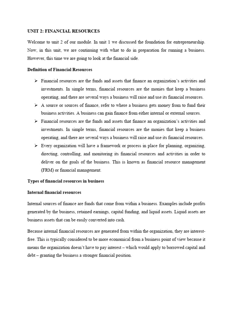 Introduction To Financial Resources | PDF | Financial Markets | Stocks