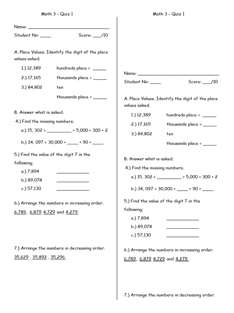 Number Sense Primary 3 | PDF