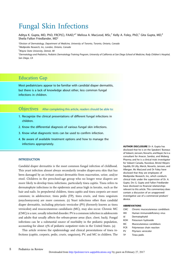 PIR-1-2017-fungal-skin-infections | PDF | Dermatitis | Candidiasis