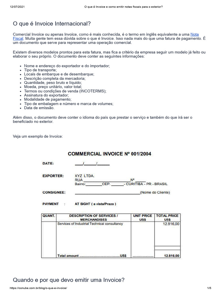 Como Emitir Invoice para o Exterior | PDF | Recibo | Taxa de câmbio