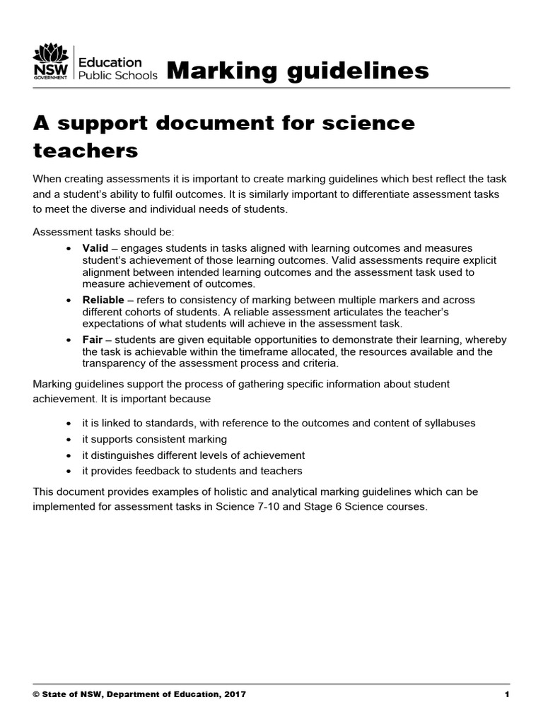 Science S4 S5 Marking Guidelines | PDF | Educational Assessment ...