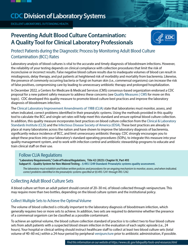 BCC Prevention A Quality Tool CDC | PDF | Infection | Medical Diagnosis