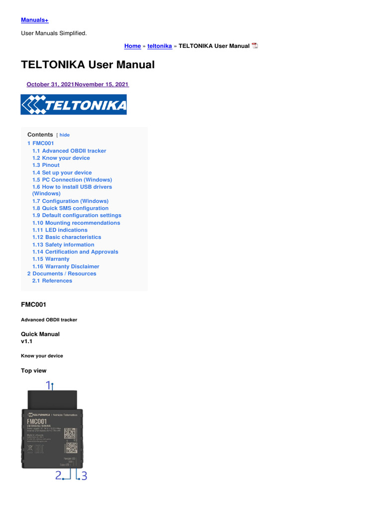 Teltonika Manual | PDF | Device Driver | Usb