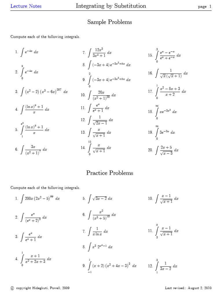 Tegration By Substitution Method Pdf Mathematical Analysis Computer Science