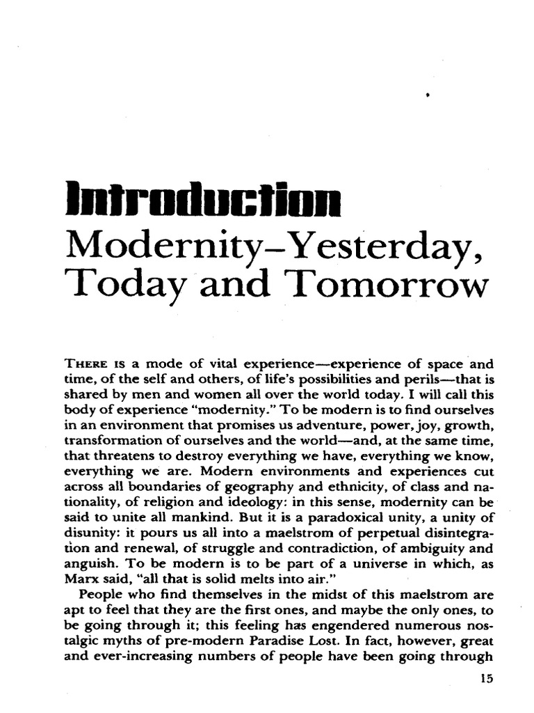 Marshall Berman All That Is Solid Melts Into Air Intro | PDF ...