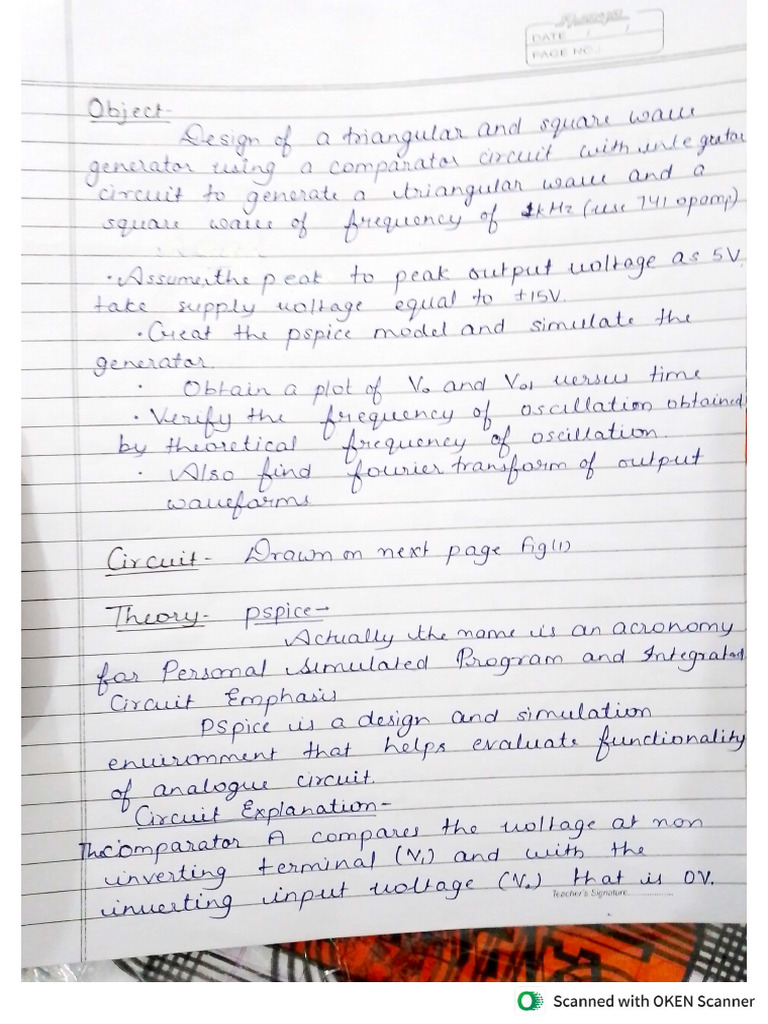 SQ - and Triangular Wave Generator PSpice | PDF