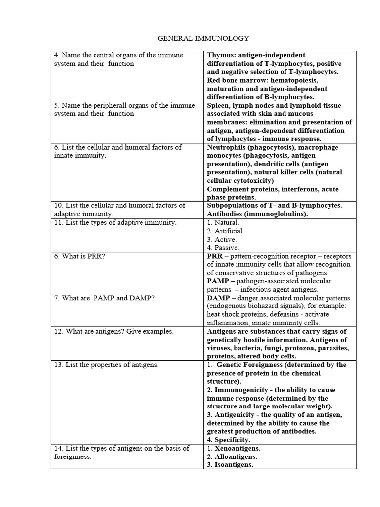 General Immunology Questions | PDF | Immune System | Antibody