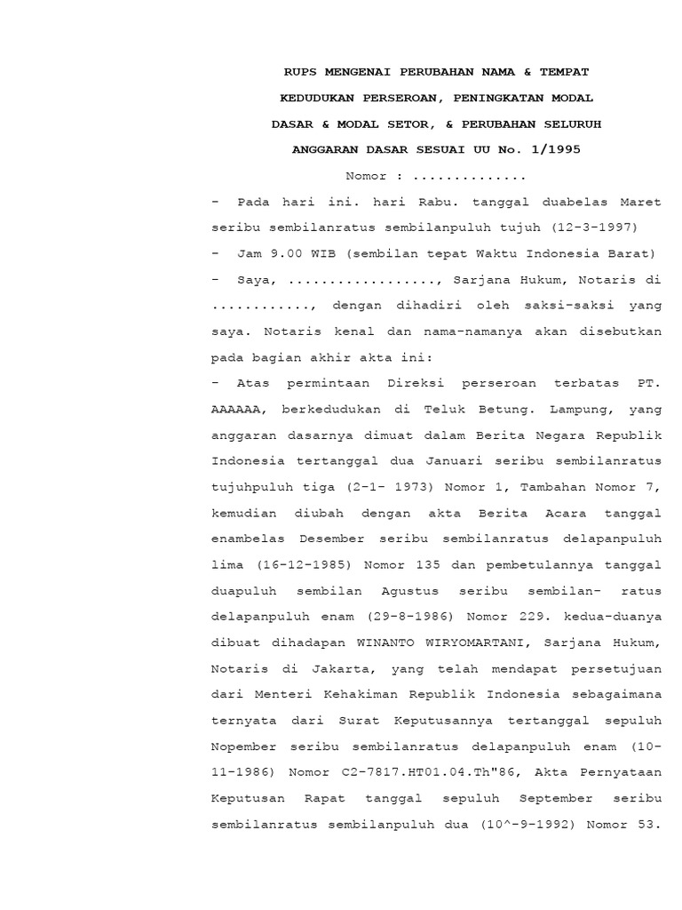 12 Rups Mengenai Perubahan Pada PT | PDF