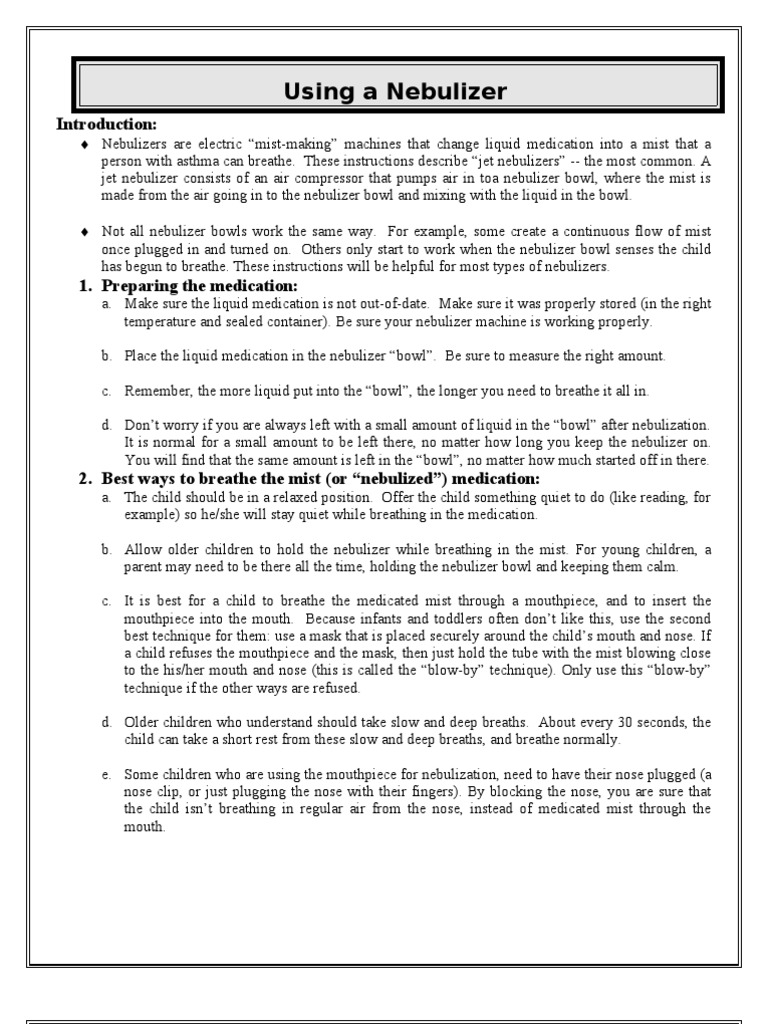 Asthma Proper Nebulization Technique | PDF | Breathing | Nature
