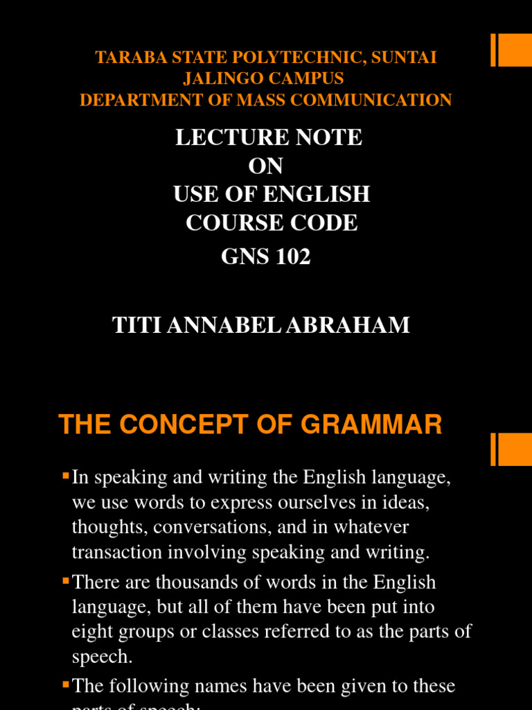 GNS 102 Use of English | PDF | Noun | English Language