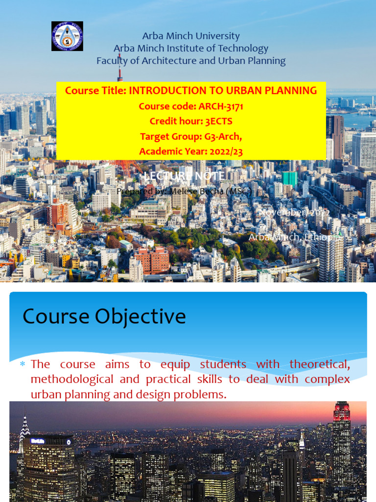 Lecture Note-Introduction to Urban Planning | PDF | Urban Planning | Traffic