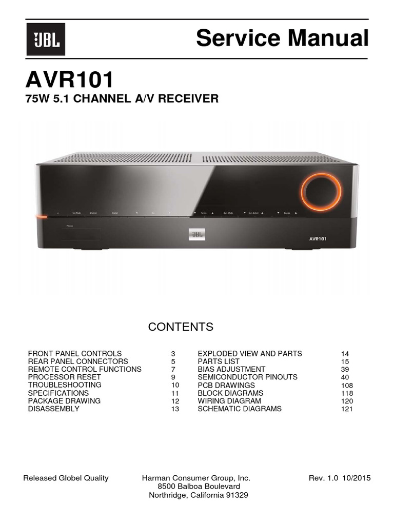JBL Avr1010 Rev1.0 SM | PDF | Hdmi | Video