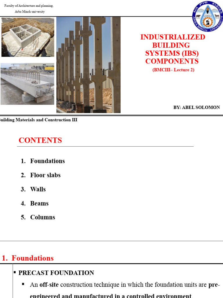 Lecture - 2 (BMC III) | PDF | Foundation (Engineering) | Precast Concrete