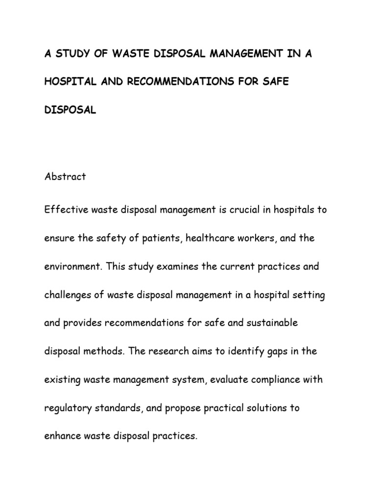 Hospital Waste Disposal Management Study | PDF | Waste | Methodology