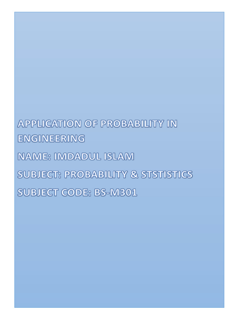 Application of Probability in Engineering | PDF | Probability | Reliability Engineering