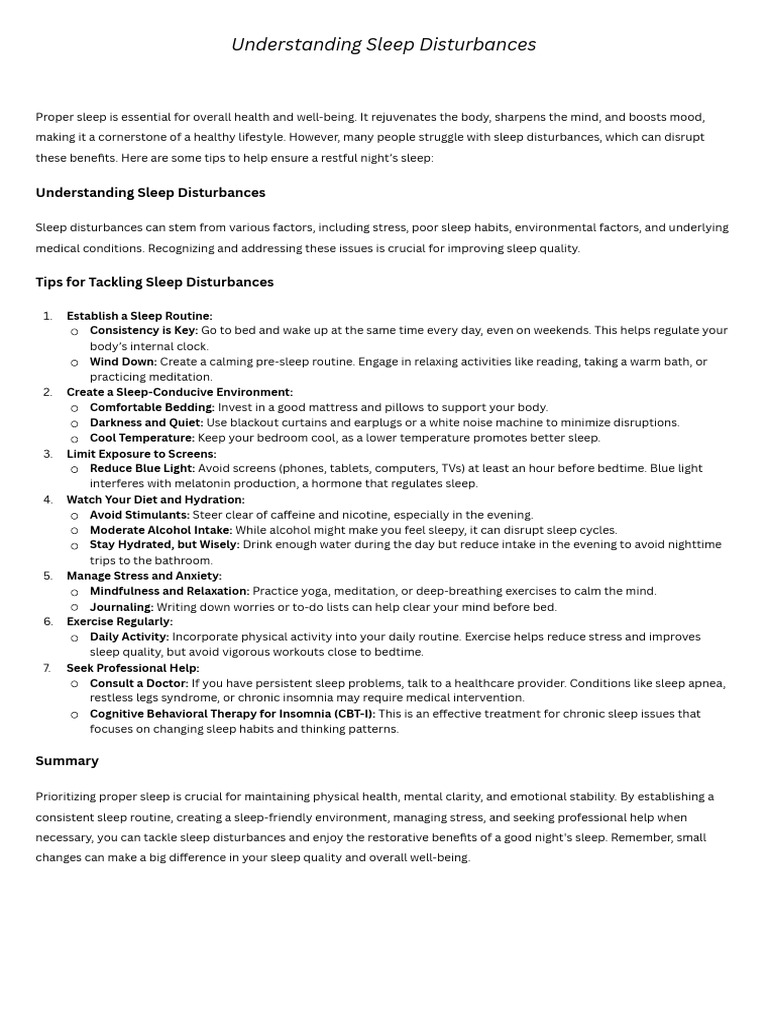 Understanding Sleep Disturbances | PDF | Sleep | Sleep Disorder