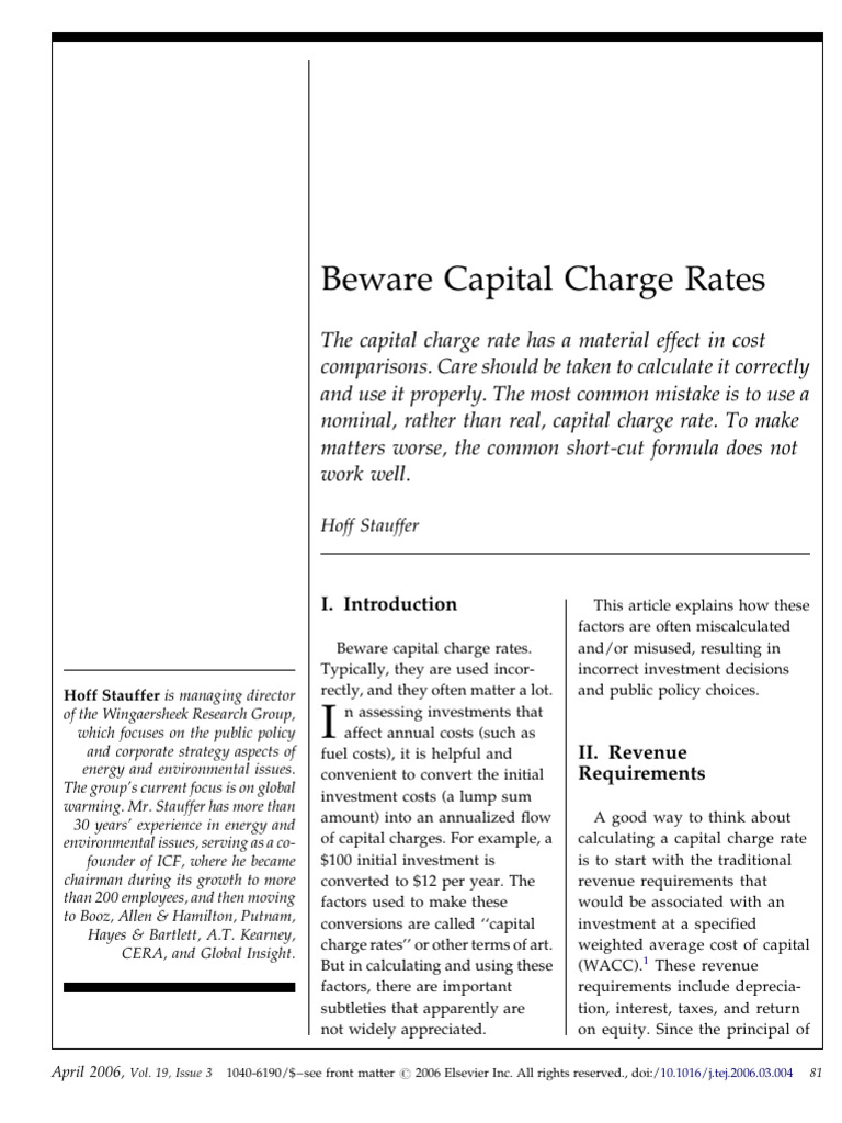 Beware Capital Charge Rates April 2006 | PDF | Cost Of Capital ...